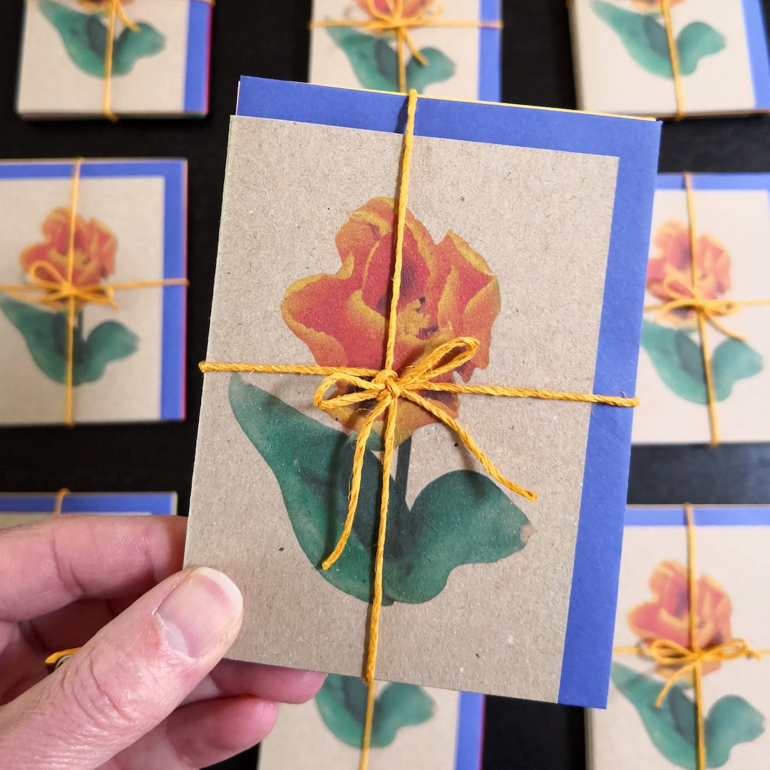 Set of Five Tulip Note Cards, Spring Flower Notelets, Eco Friendly ...