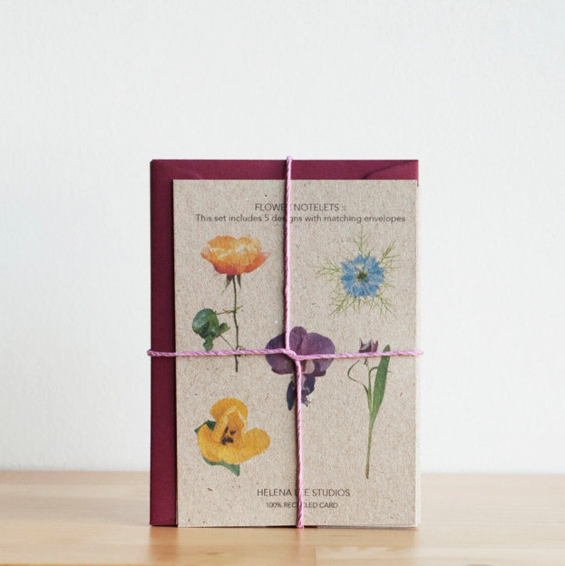Flower Notelets, 5 Blank Photo Note Cards With 5 Coloured Envelopes ...
