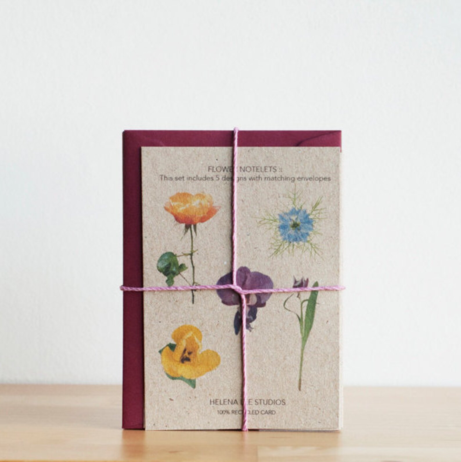Flower Notelets, 5 Blank Photo Note Cards With 5 Coloured Envelopes ...