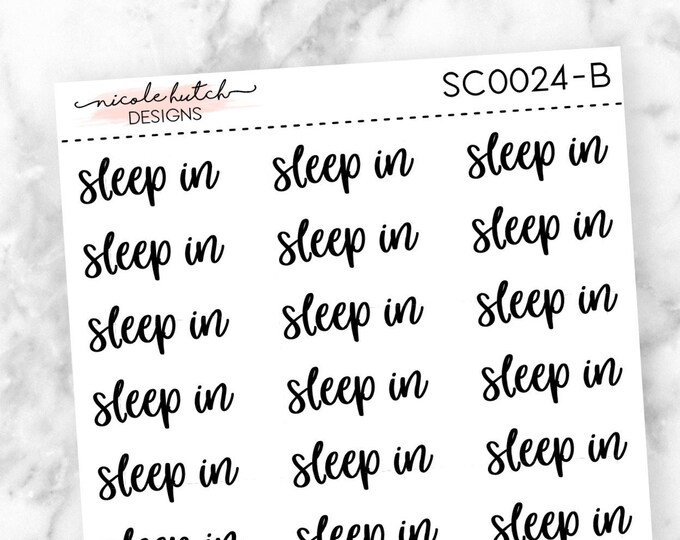 Sleep in Classic Script Planner Stickers Functional Stickers Script ...