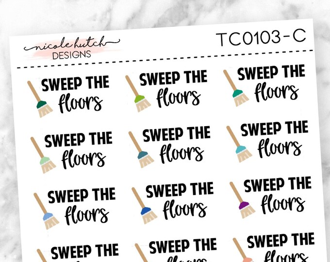 Sweep the Floors Typography With Icon Planner Stickers Functional ...