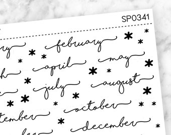 2564months of the Year Script Planner Stickers. - Etsy
