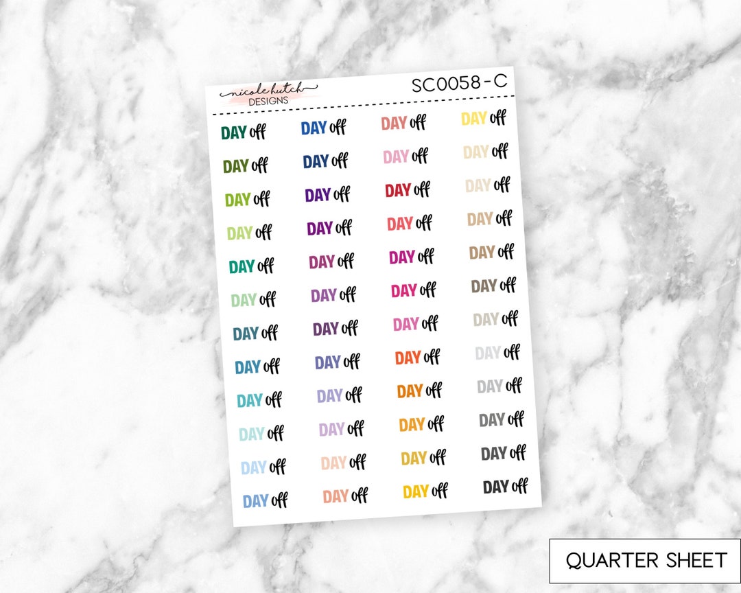 Day off Functional Script Planner Stickers Functional Stickers Script ...