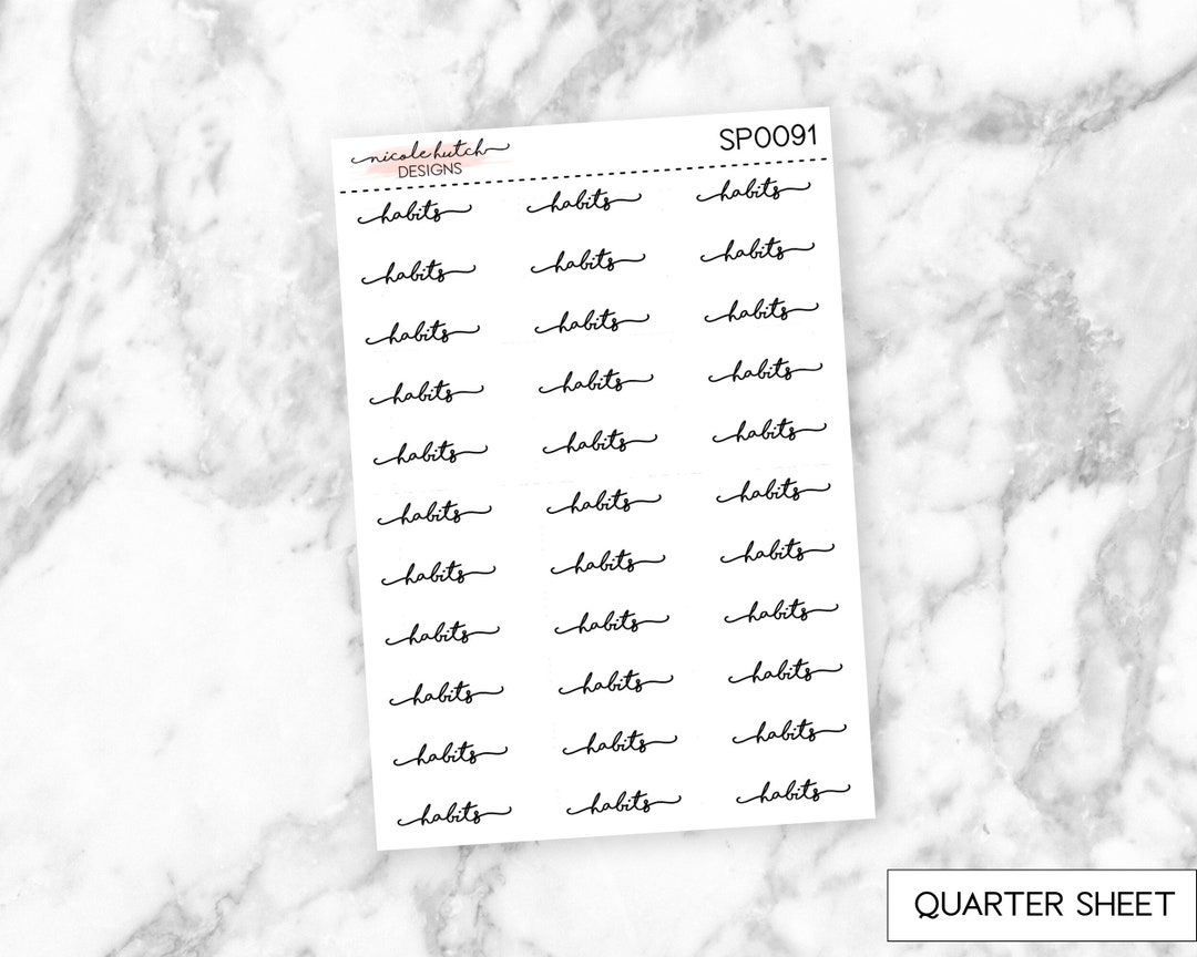 Habits Mini Script Planner Stickers Functional Stickers - Etsy
