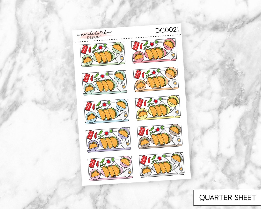 Taco Night Flat Lay Planner Stickers Doodle Stickers - Etsy