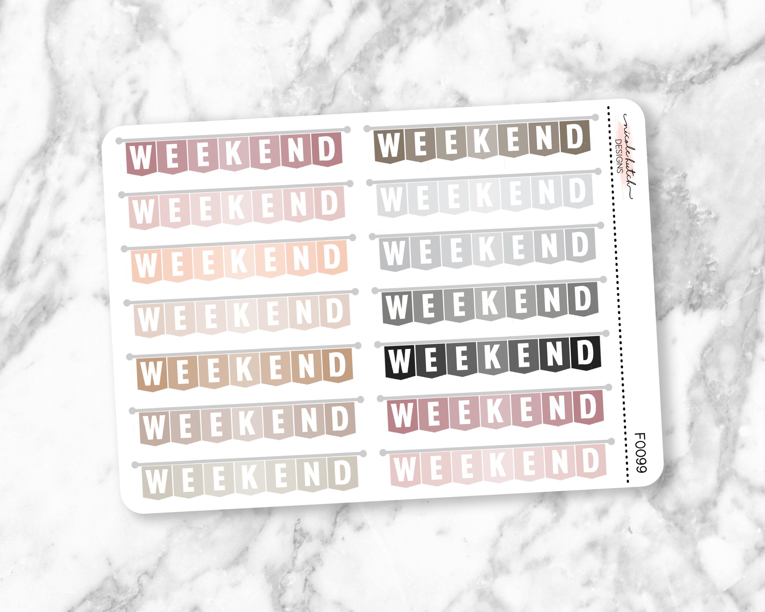 Matte Removable Labels Warm Colorful F0046 || Ombre Weekend Banner ...