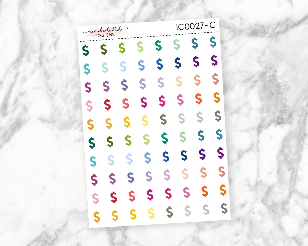 MINI Dollar Sign Icon Mini Planner Stickers Functional Stickers Matte ...