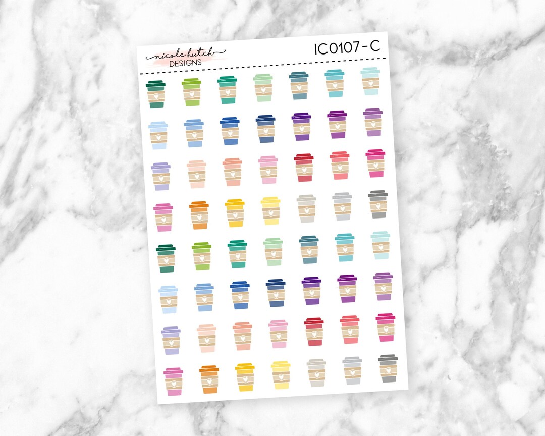 Small Coffee Cup Icon Planner Stickers Functional Stickers Matte ...