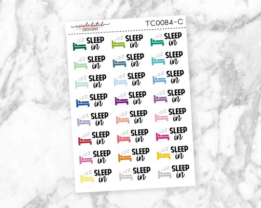Sleep in Typography With Icon Planner Stickers Functional Stickers ...