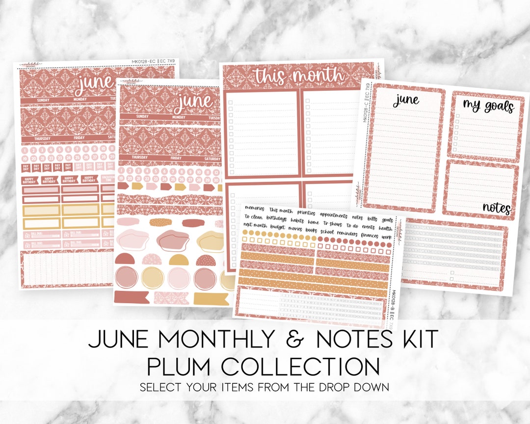 June Monthly & Notes Kit Collection Planner Stickers for EC Life ...