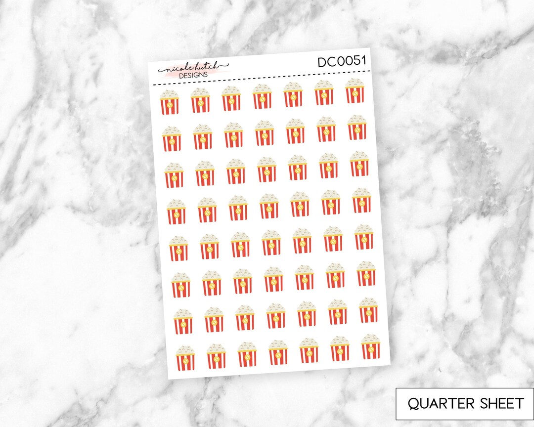 Small Movie Popcorn Icon Planner Stickers Functional - Etsy