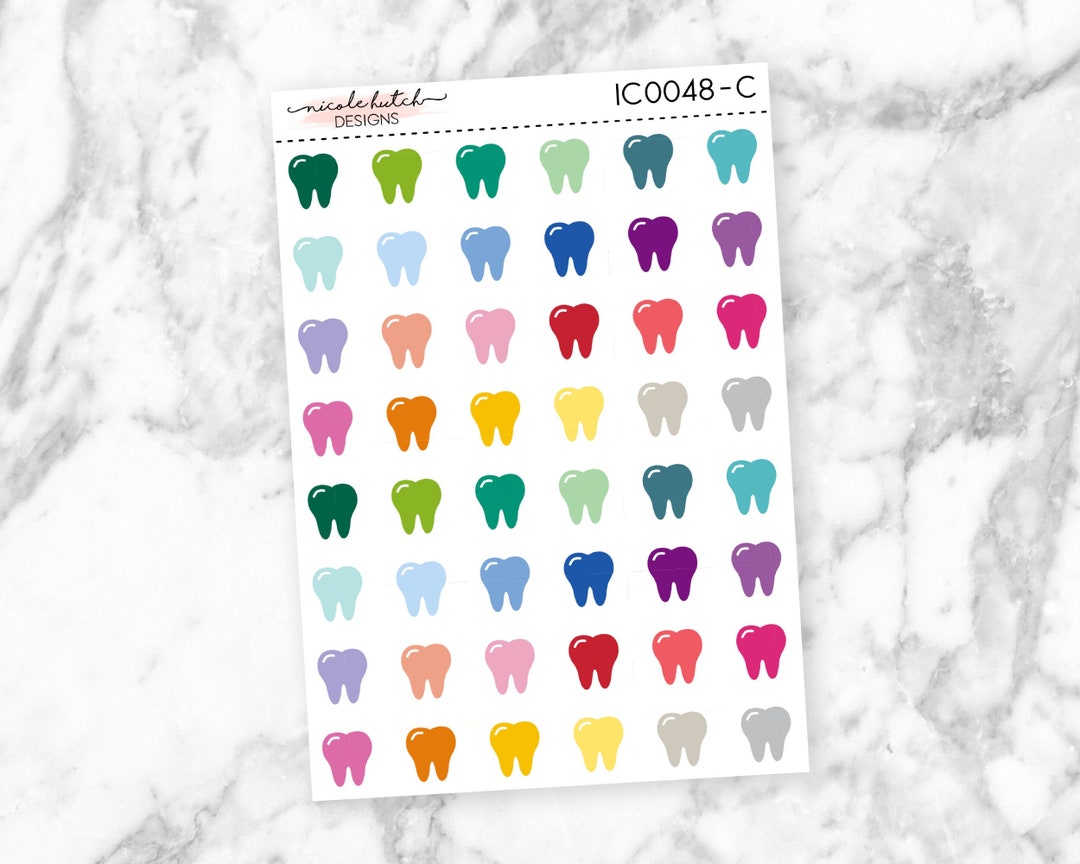 Small Tooth Icon Planner Stickers Functional Stickers Matte Removable ...