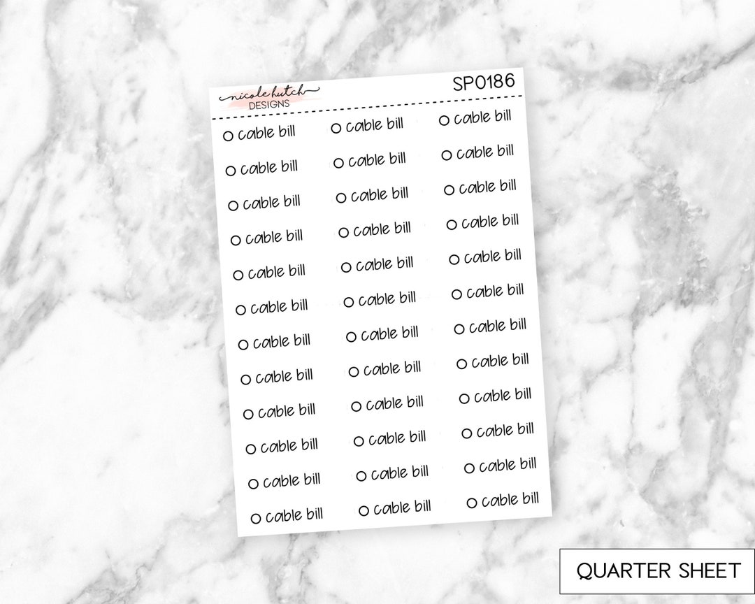 Cable Bill Due Mini Handwritten Script Planner Stickers Functional ...