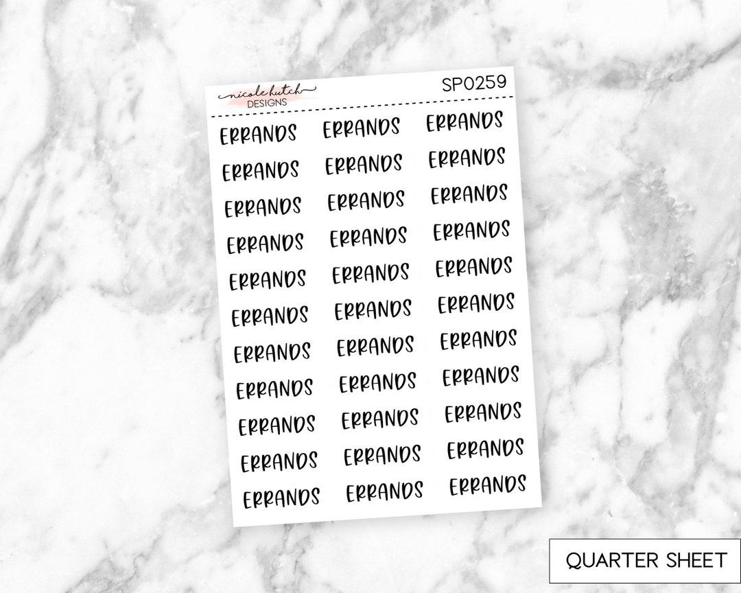 Errands Brush Script Planner Stickers Functional Stickers Script ...