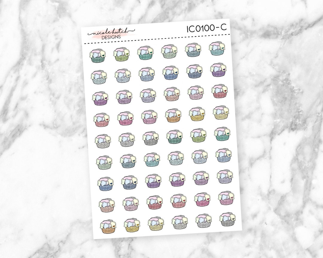 Small Laundry Hamper Doodle Icon Planner Stickers Functional - Etsy