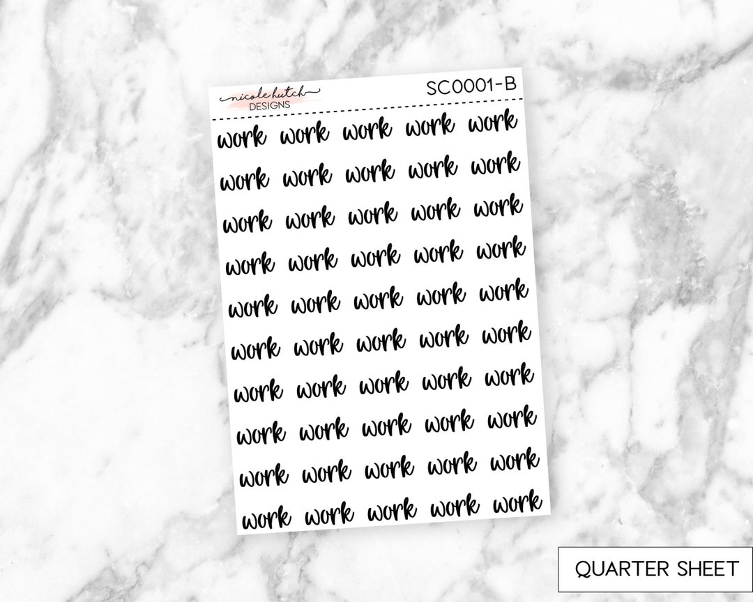 Work Classic Script Planner Stickers Functional Stickers Script ...