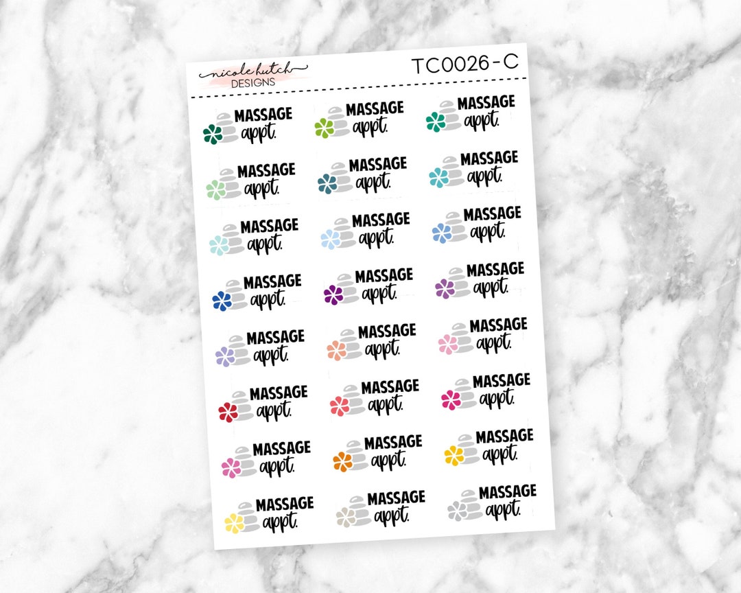 Massage Appt Typography With Icon Planner Stickers Functional Stickers ...