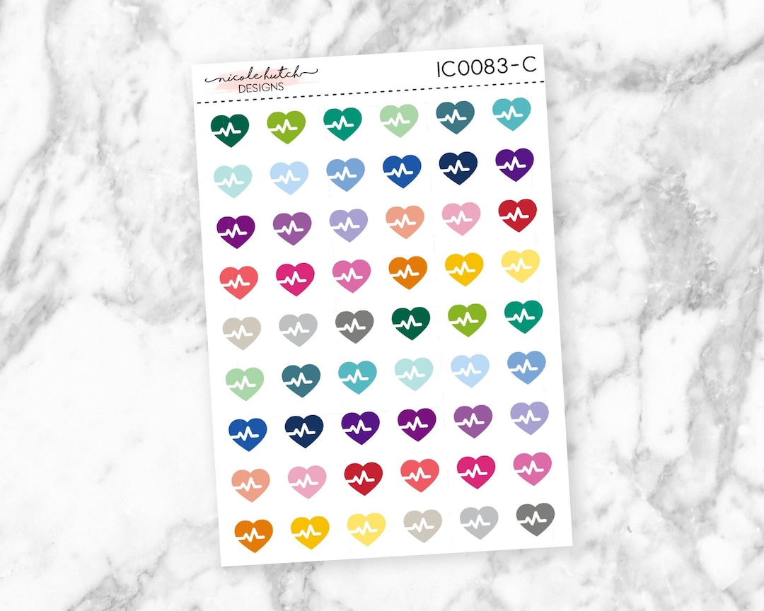 Small Heart Rate Icon Planner Stickers Functional Stickers Matte ...