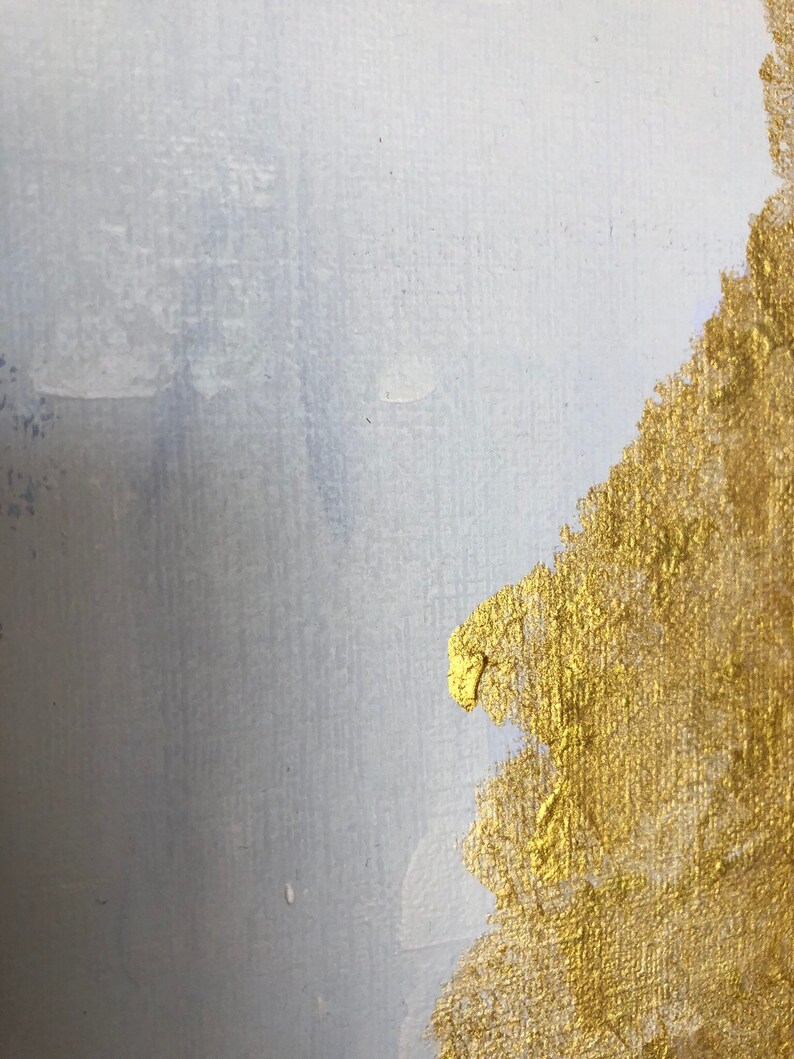 Handpainted Gold & Blue Abstract Art Set: "a Walk on the Beach" (9x12 ...