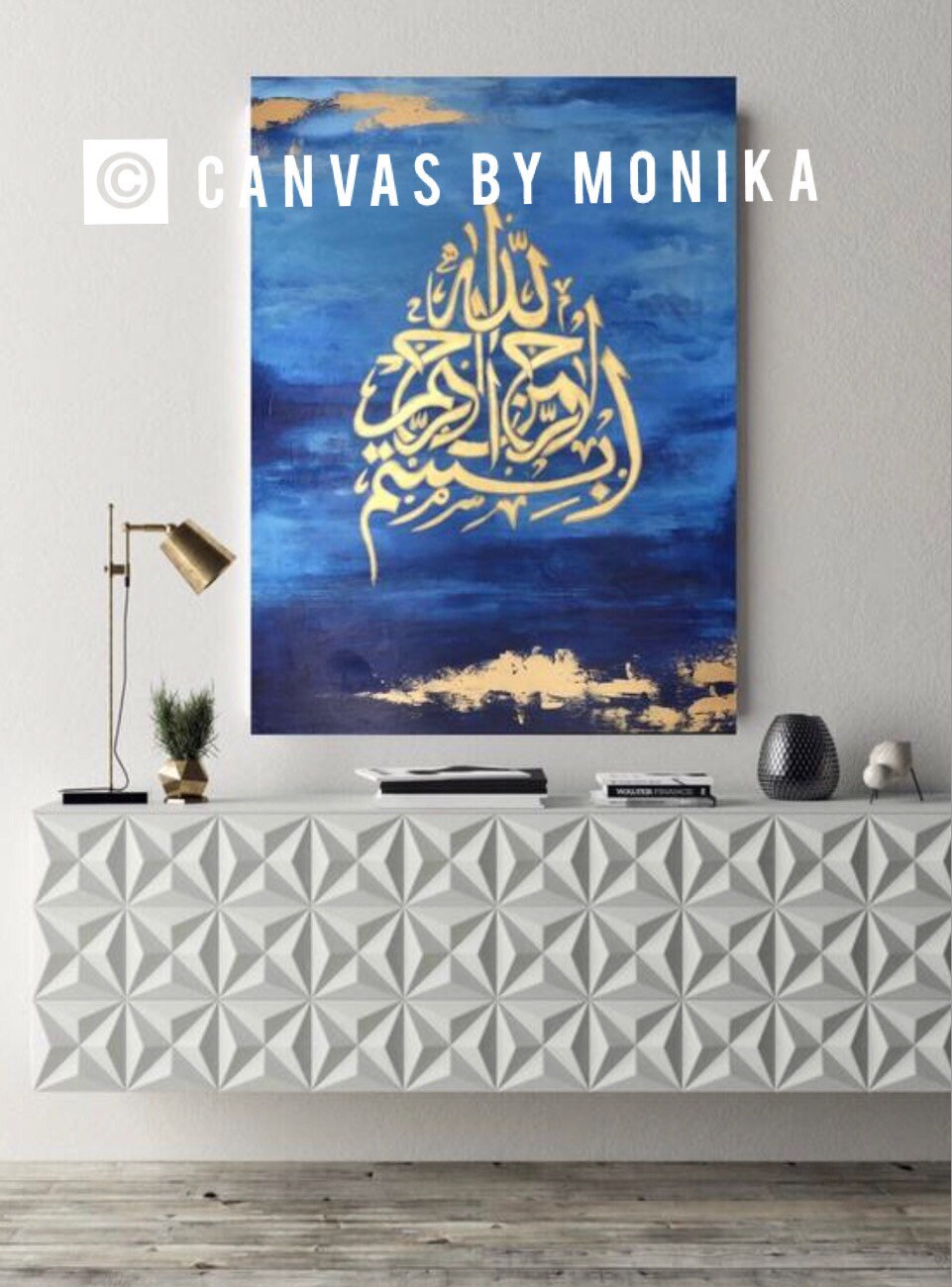 Blue Islamic Art Islamic Calligraphy Islamic Canvas Gold - Etsy