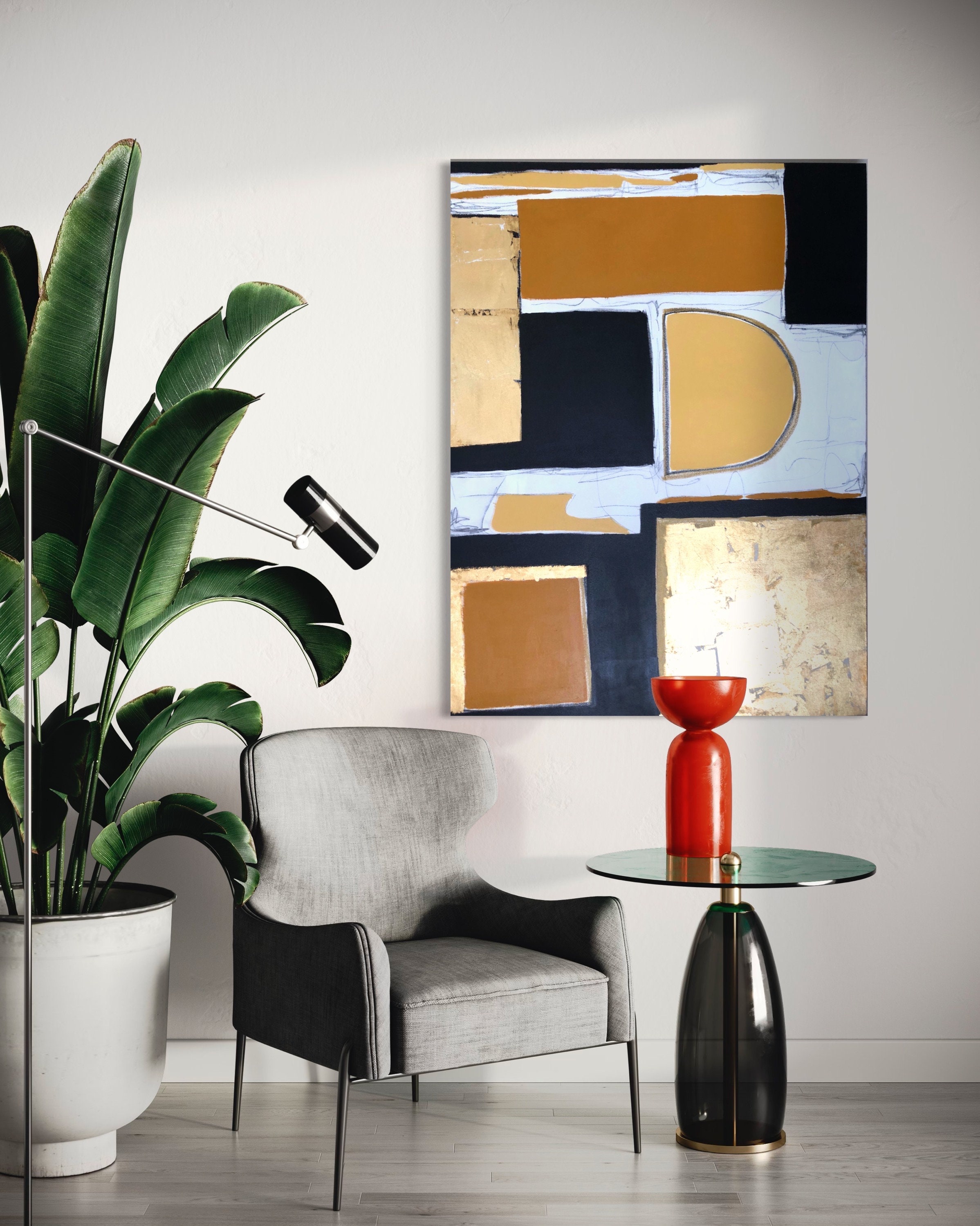 Mid Century Modern Art Abstract Original Painting on Canvas - Etsy