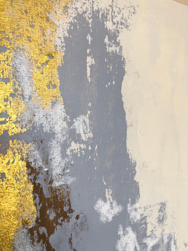 Handpainted Gold & Blue Abstract Art Set: "a Walk on the Beach" (9x12 ...