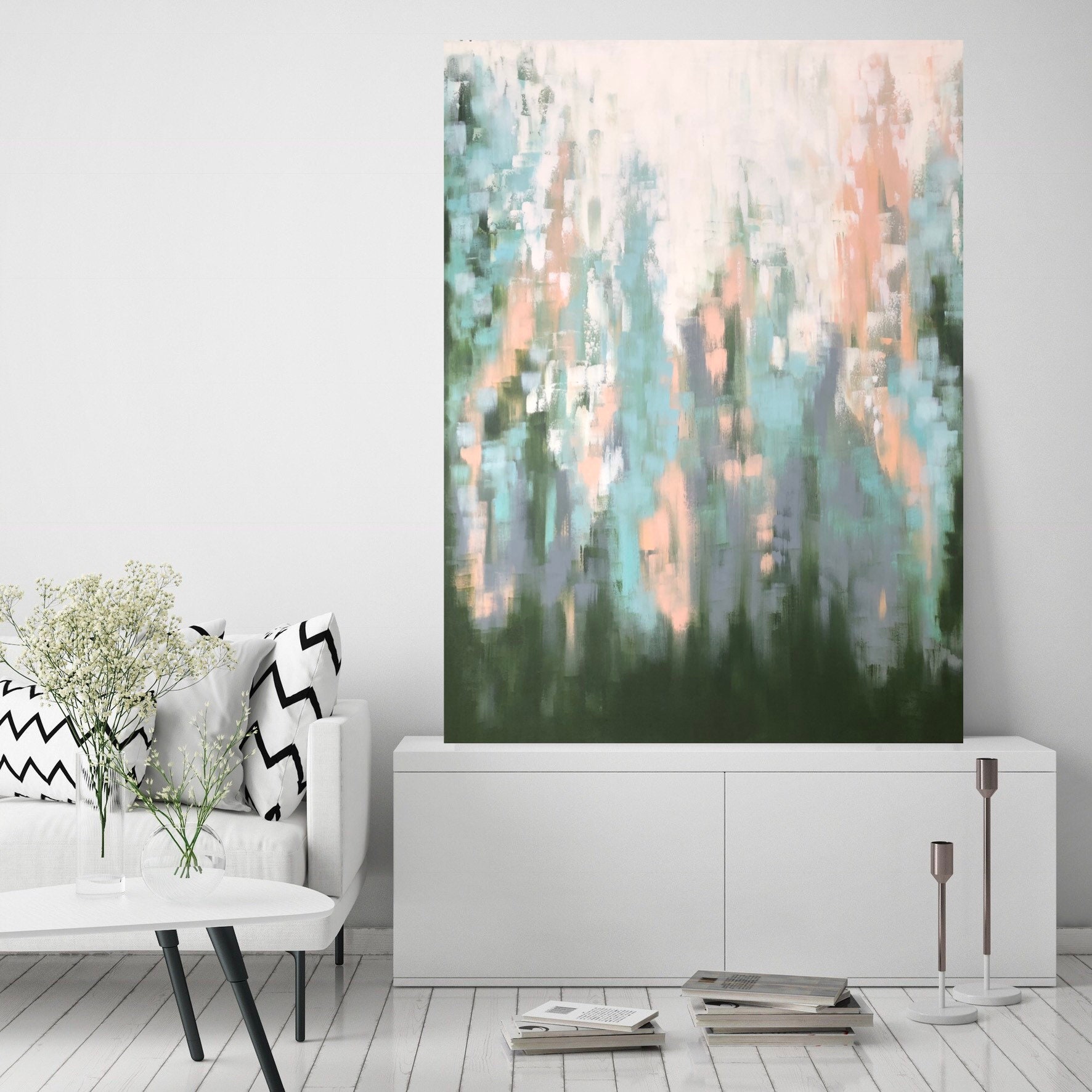 Large Abstract Painting Colorful Modern Painting above Couch - Etsy