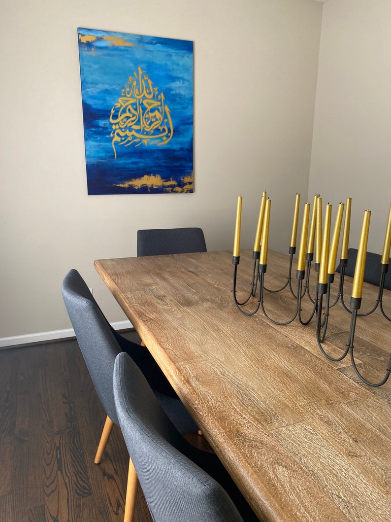 Blue Islamic Art Islamic Calligraphy Islamic Canvas Gold - Etsy