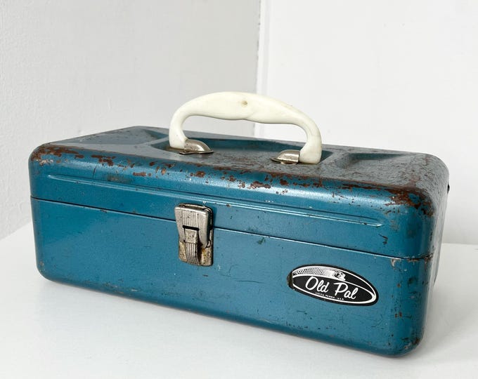 Vintage Old Pal Metal Tackle Box-tool Box- Industrial Storage Organizer ...