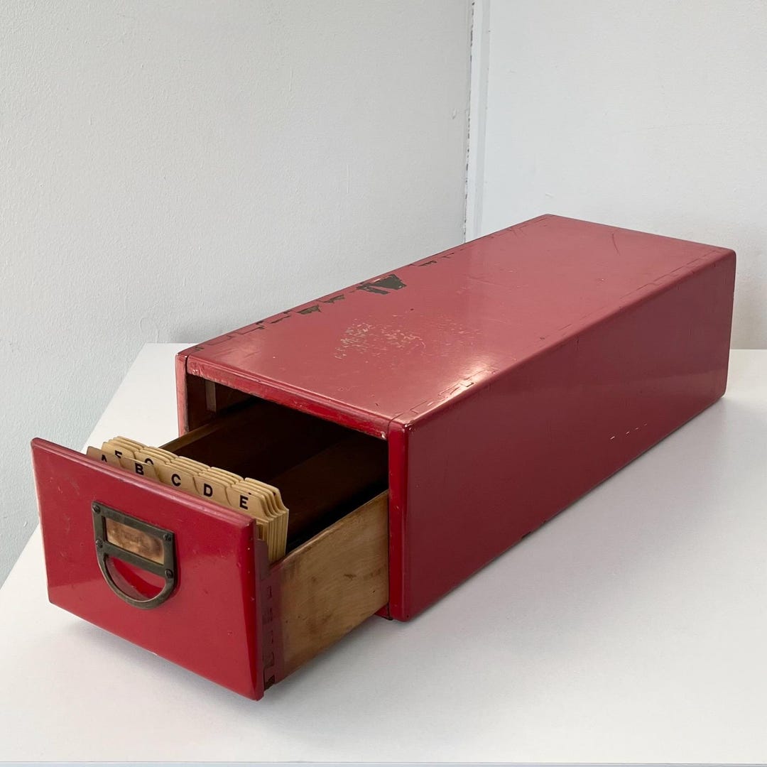 Vintage Dovetailed Wood Large Card File Drawer Cabinet-industrial Card ...