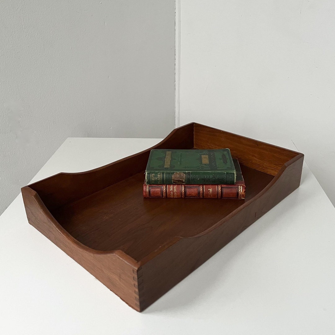 Vintage Wood Paper Tray-dovetailed Wooden Letter Tray Mid Century ...
