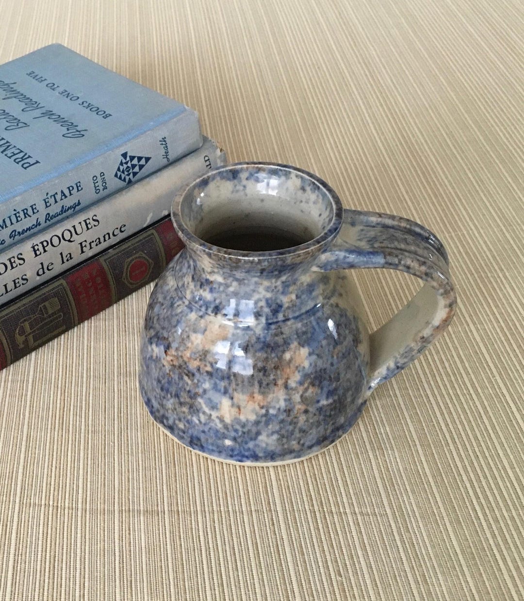 Phil Morgan Studio Pottery Pitcher-vintage Speckled Blue Stoneware ...
