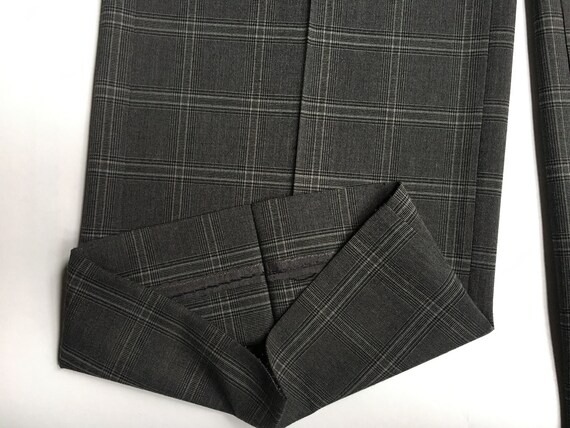 Women's Wide Leg Plaid Slacks -Gray Plaid -Wide Waist… - Gem