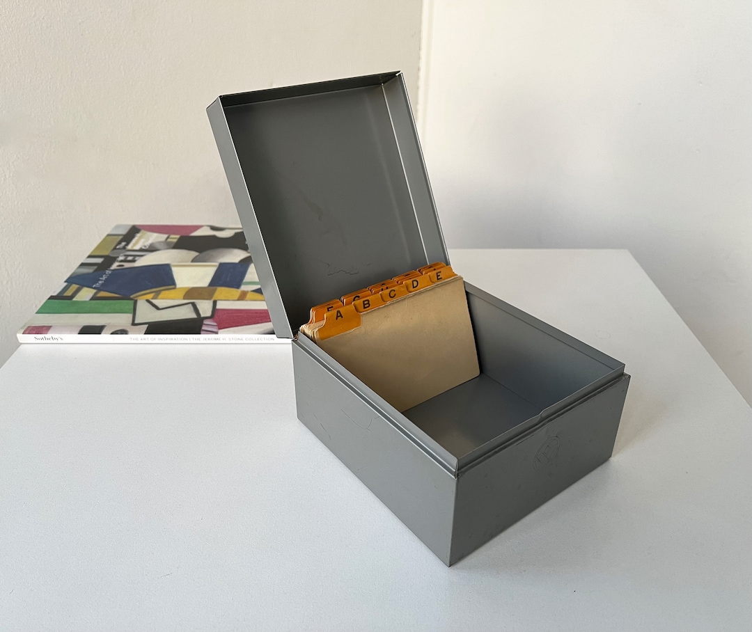 Vintage Weis 653 Card File Box With Dividers- Industrial Metal 3 X 5 ...