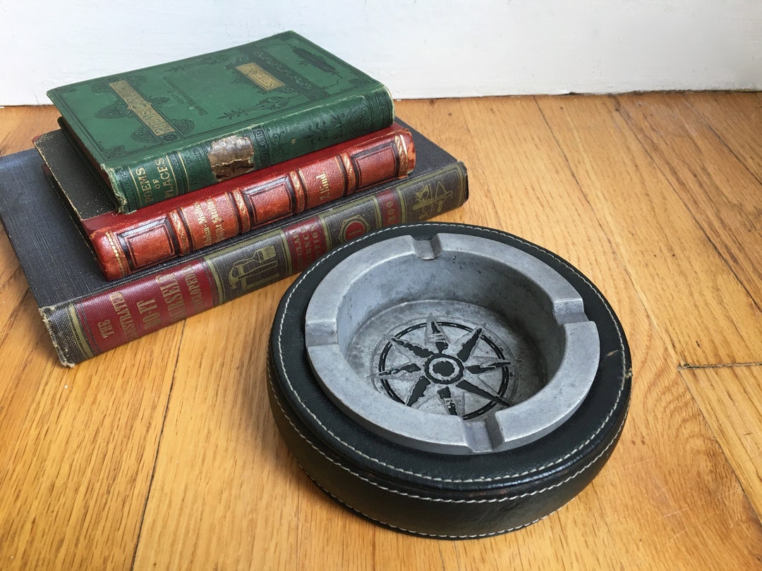 Vintage Marlboro Nautical Ashtray-leather & Pewter Metal Ashtray ...