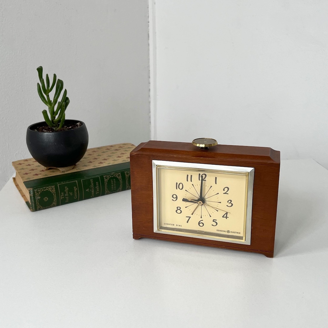 Mid Century General Electric Alarm Clock-model 7312K- Vintage Wood Case ...