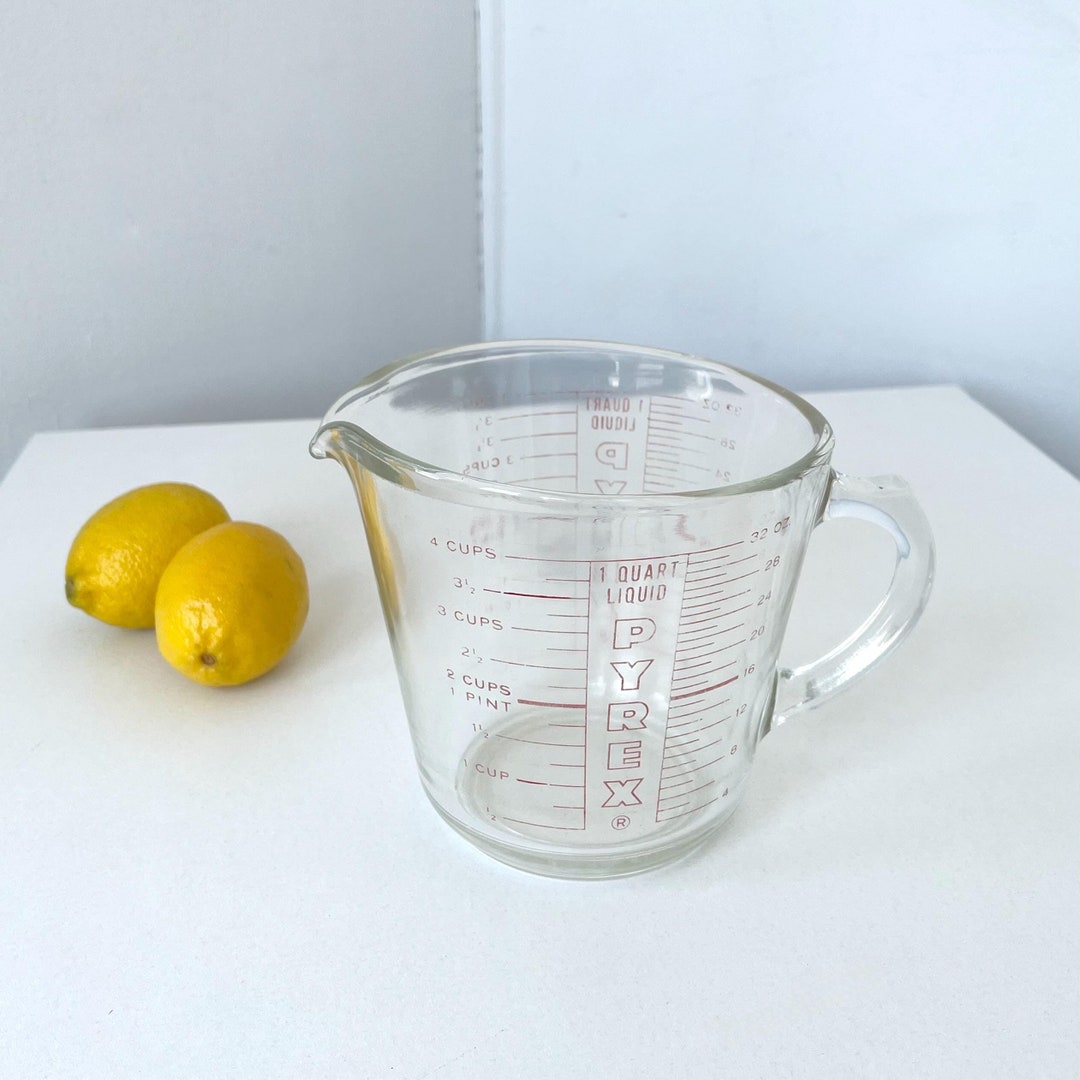 Vintage Pyrex 1 Quart-4 Cups Glass Measuring Cup - Liquid Measurements ...
