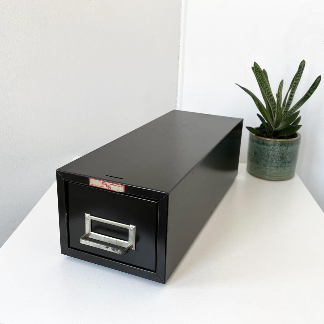 Industrial Card Cabinet Single File Drawer-black Metal Long Index File ...