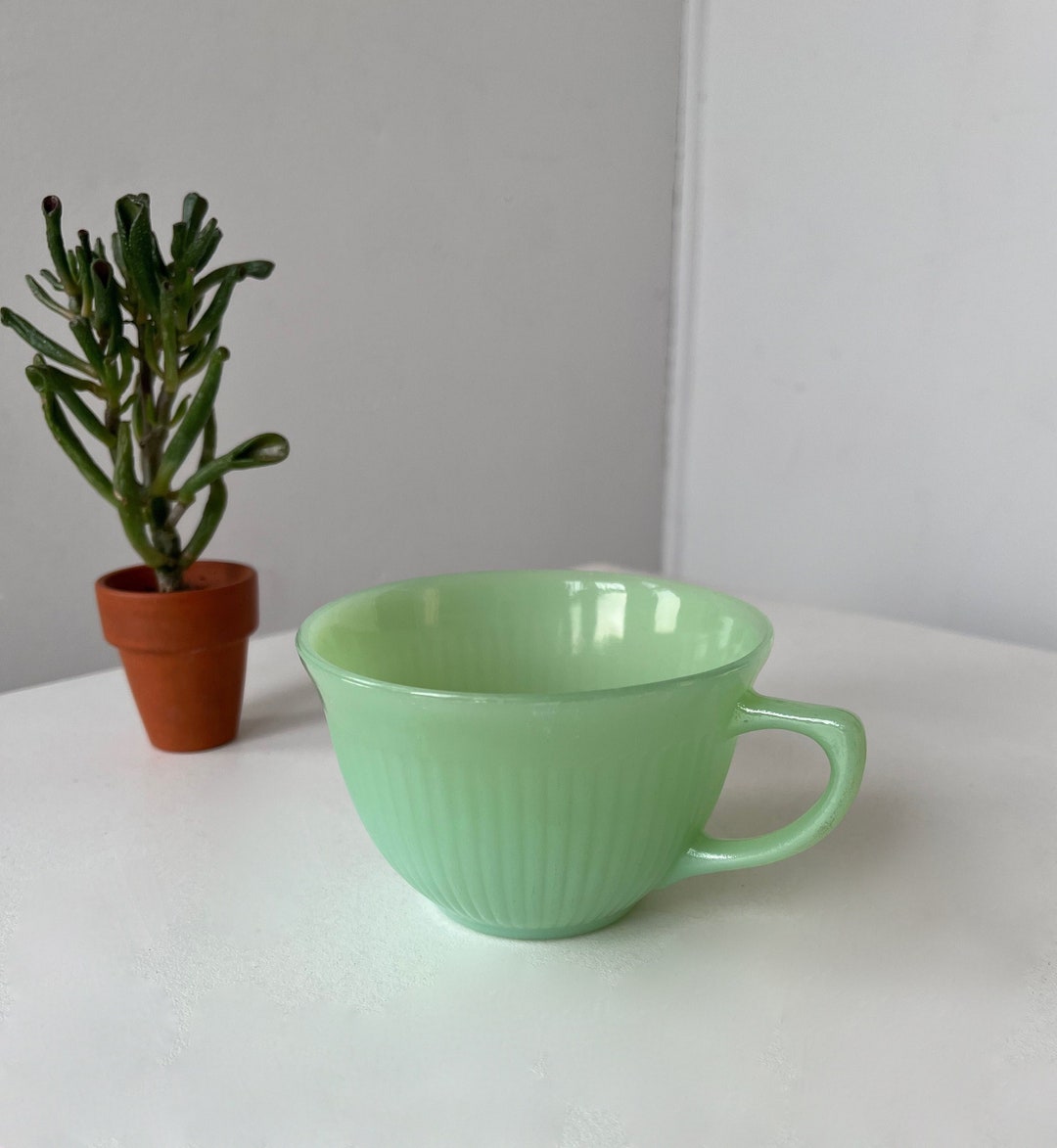 Vintage Fire King Jadeite Coffee Cup-jane Ray Ribbed Jadeite - Etsy