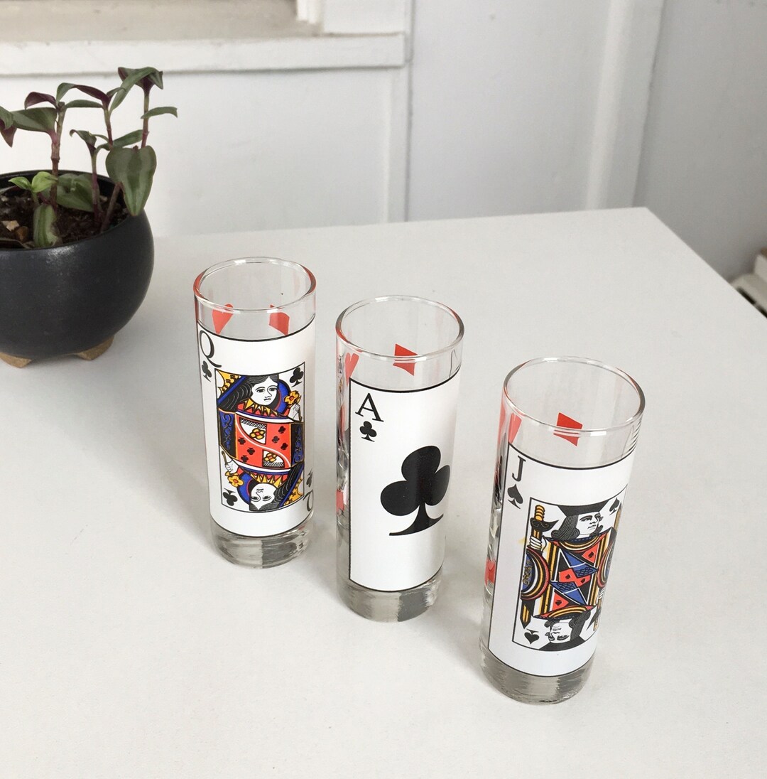 Luminarc Playing Card Shooter Shot Glasses-card Party-set of 3 Vintage ...