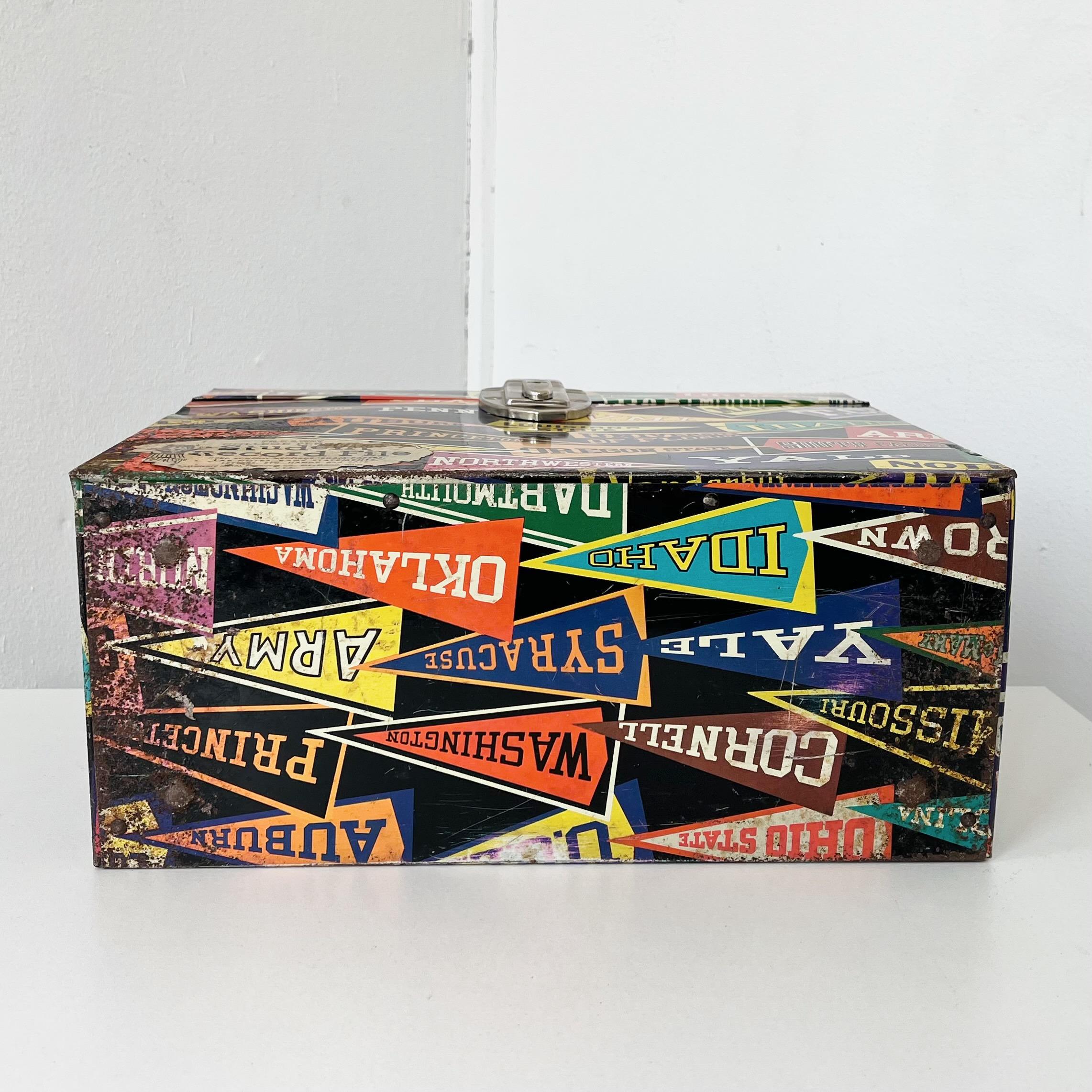 College Pennant Record File Box With Key-ballonoff Metal File Box ...