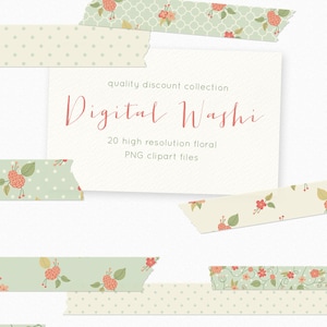 Floral Washi Clipart, Washi Tape Clipart, Floral Clip Art, Floral Washi ...