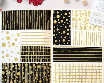 Gold digital paper pink digital paper gold blue digital | Etsy