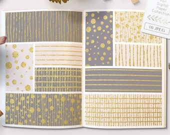 SALE Foil Digital Paper Rose Gold Digital Paper Rainbow - Etsy