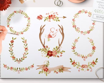 Deer Clipart. Antler Clip Art. Gold Glitter Digital Deer & - Etsy