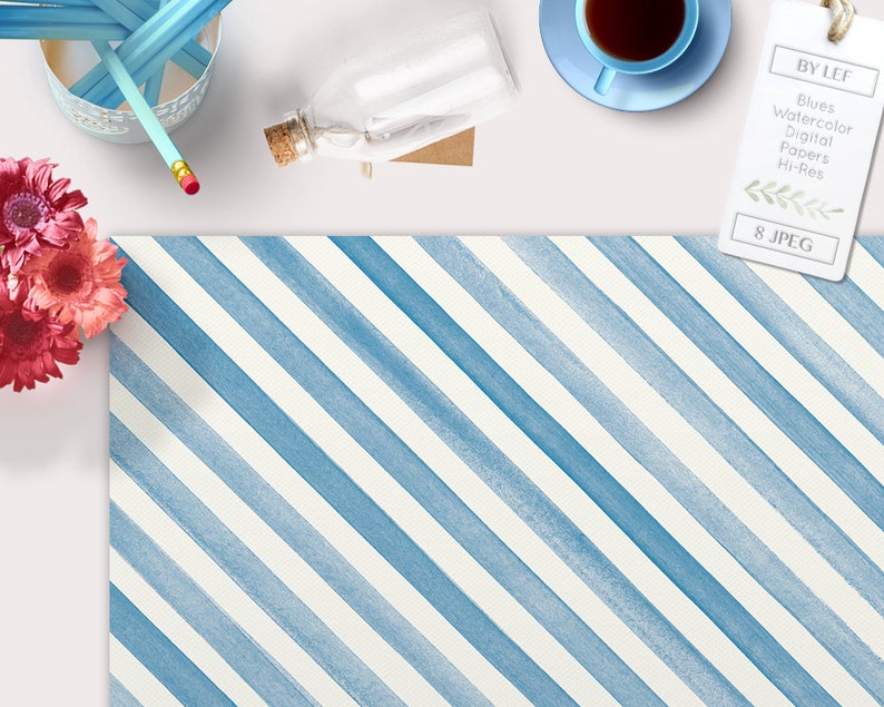 Watercolor Stripe Digital Paper, Watercolor Background, Watercolor ...