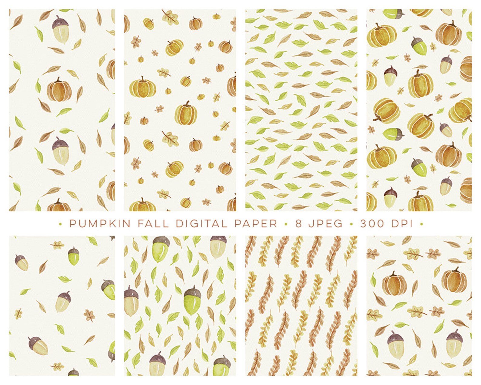 Fall Digital Paper Pack Watercolor. Scrapbooking Watercolour Autumn ...