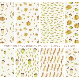 Fall Digital Paper Pack Watercolor. Scrapbooking Watercolour Autumn ...