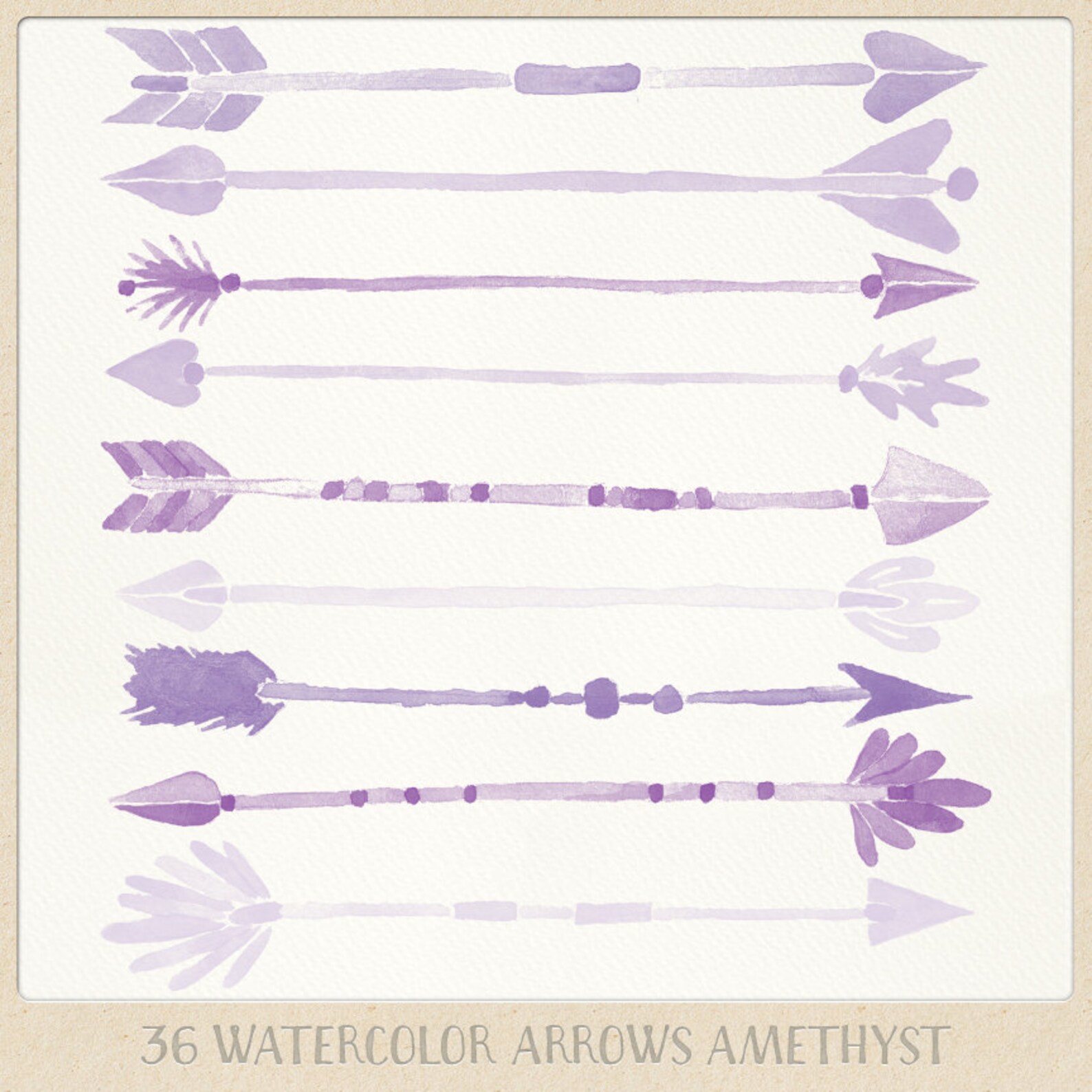 Watercolor Clipart Arrows Digital Images (36 Pc) Purple Lilac Amethyst ...