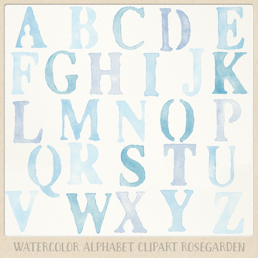 Watercolor Alphabet Clipart Alphabet Watercolor Clipart | Etsy